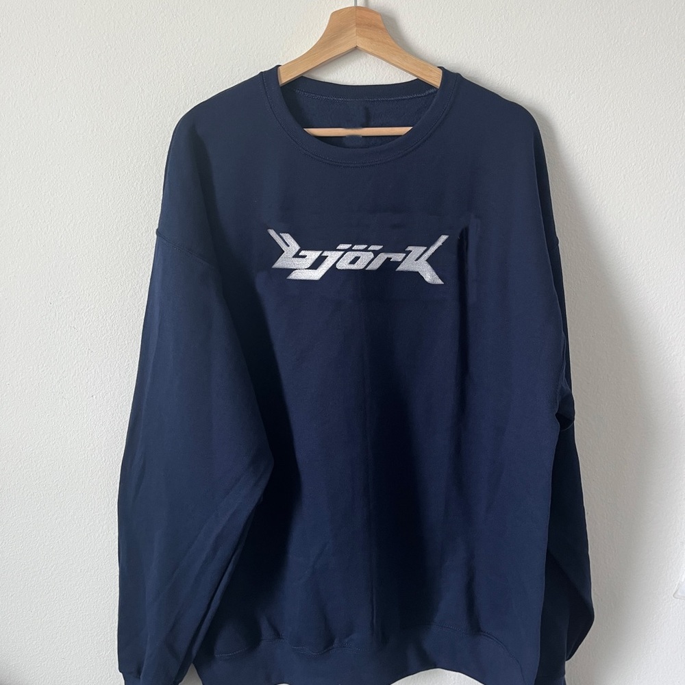 Navy Blue Retro Bjork Debut Crewneck, Homogenic, Musi… - Gem